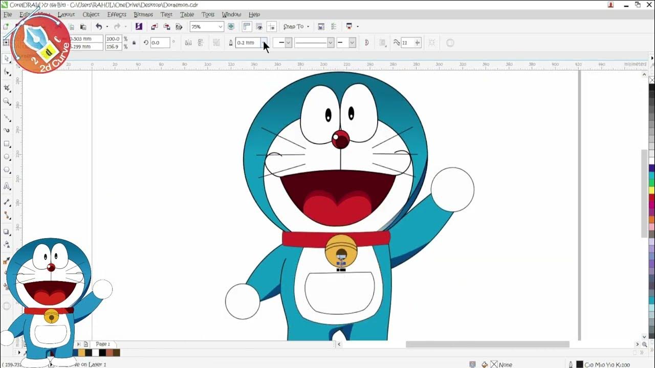 How to Make Doraemon Cartoon in Corel Draw | Doraemon make easy way | #2dcurve - YouTube