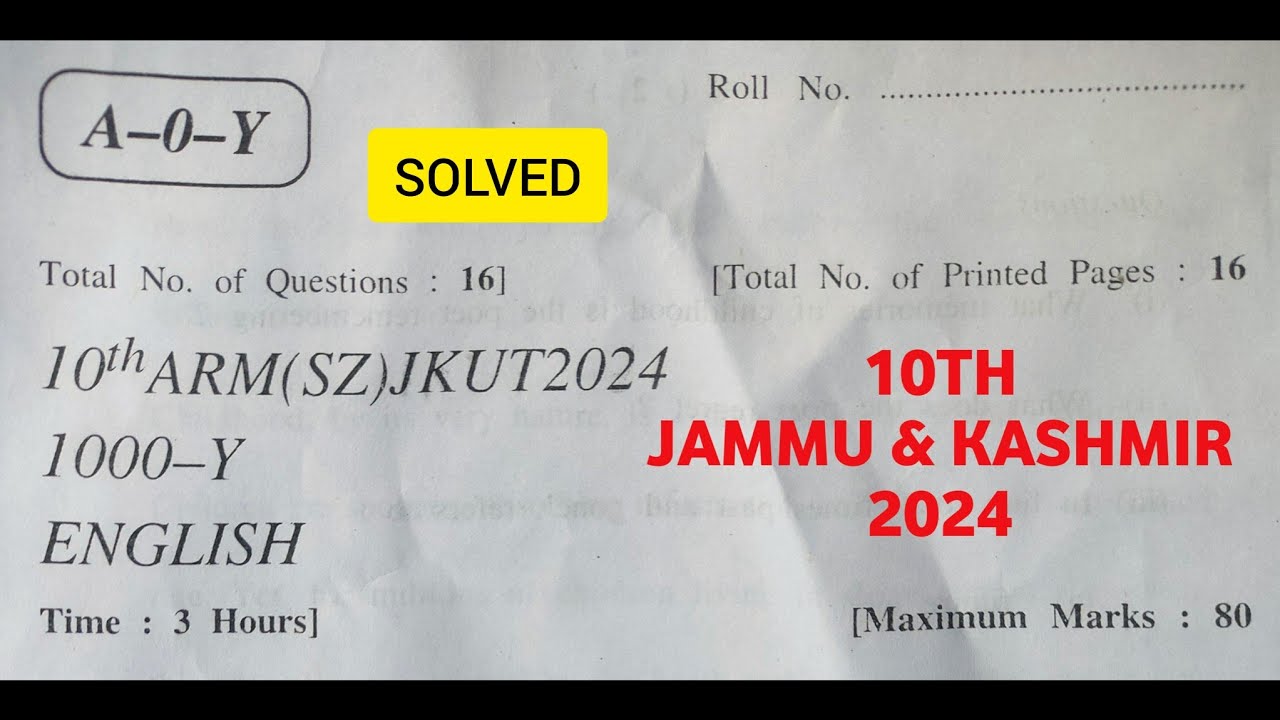 jkbose todays 10th english paper 2024 😲 | solved | jkbose class 10th ...