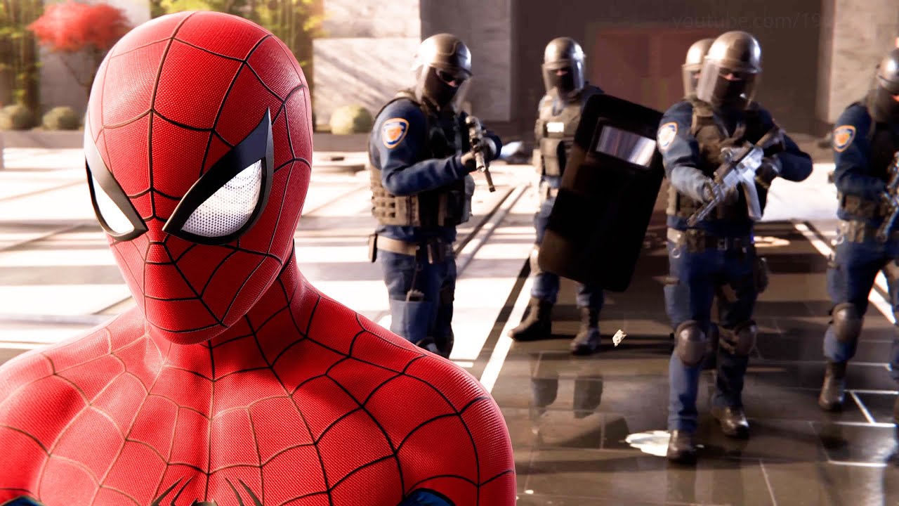 Spider-Man destroys bad cops - Spider-Man Remastered PC - YouTube