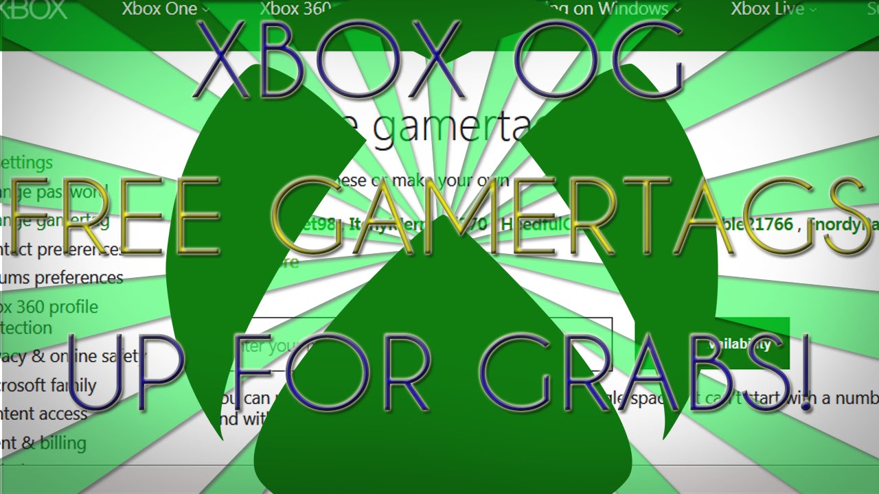 Free Xbox OG Gamertags Available! - YouTube