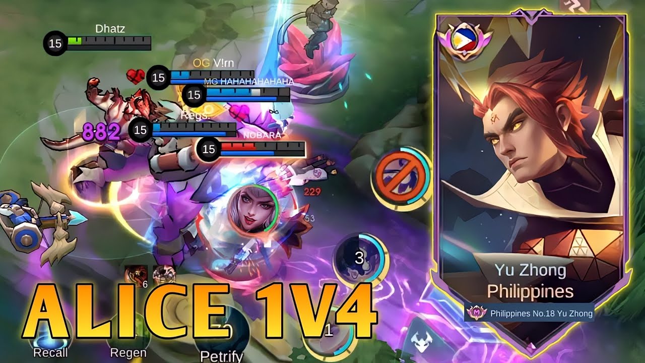 BUFF ALICE JUNGLE CAN TANK 1 VS 5 IN LATE GAME!! | YU ZHONG EMBLEM SET ...