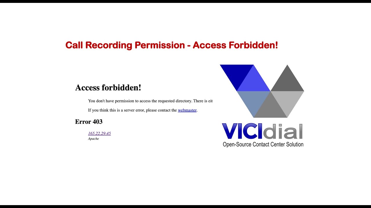 VICIdial Call Recording - Access forbidden! - YouTube