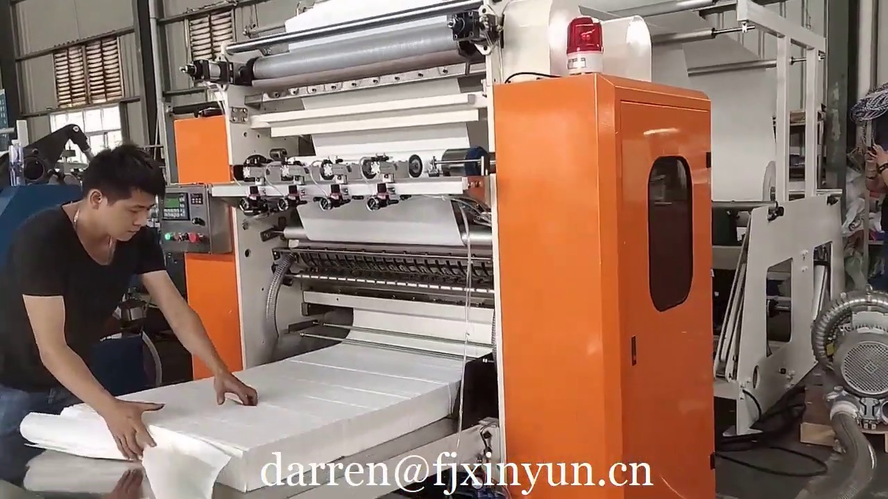 Machine making Facial Tissue Paper Interfolder - YouTube