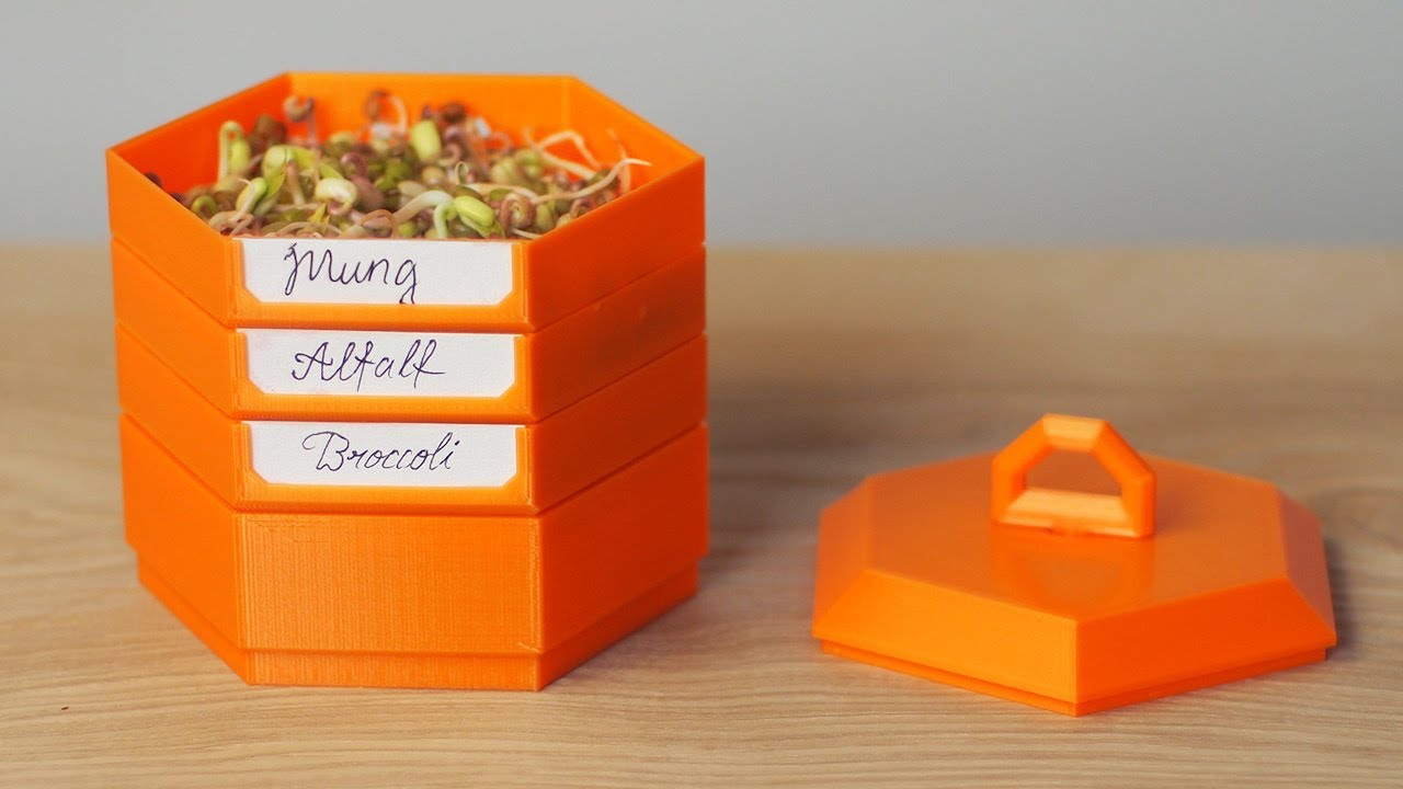 3d printed hexagon seed sprouter tray - YouTube