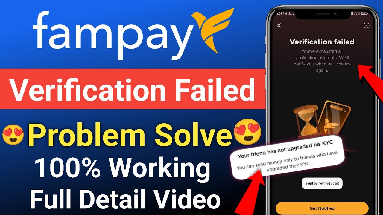fampay verification failed problem solve||fampay your friend has not upgraded his Kyc problem ...