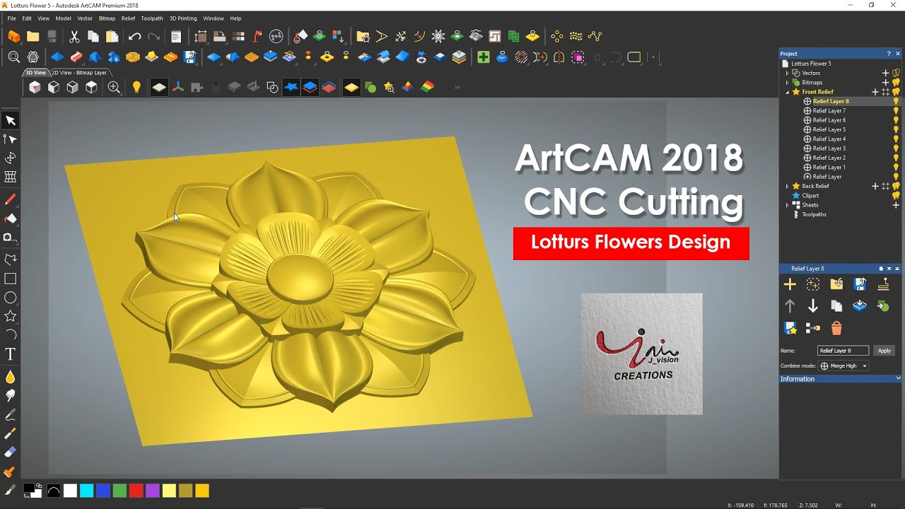 Artcam 2018 Lotters Flowers - YouTube