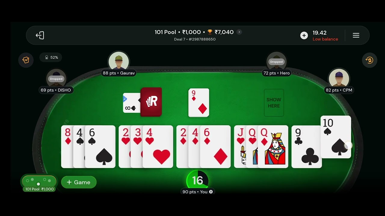RUMMY CULTURE ( 101 POOL 1000 ( rejoin game ) - YouTube