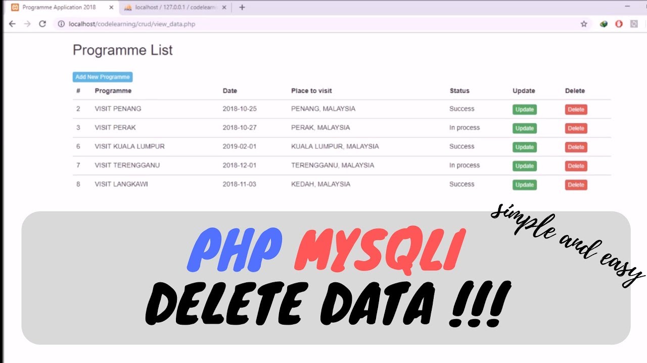 Php Mysql Delete Data From Database Crud Youtube 7924