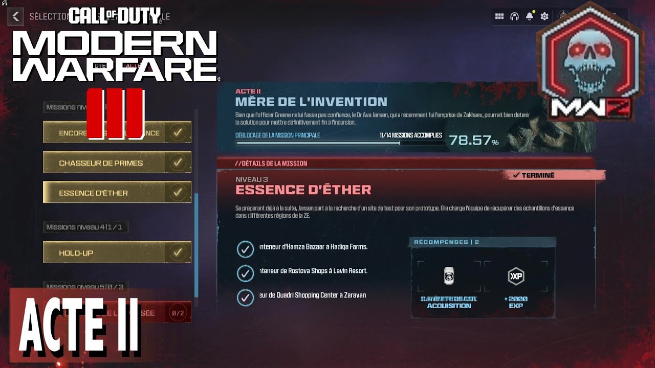 ESSENCE D'ÉTHER NIVEAU 3 ACTE 2 MÈRE DE L'INVENTION MODE ZOMBIE CALL OF ...