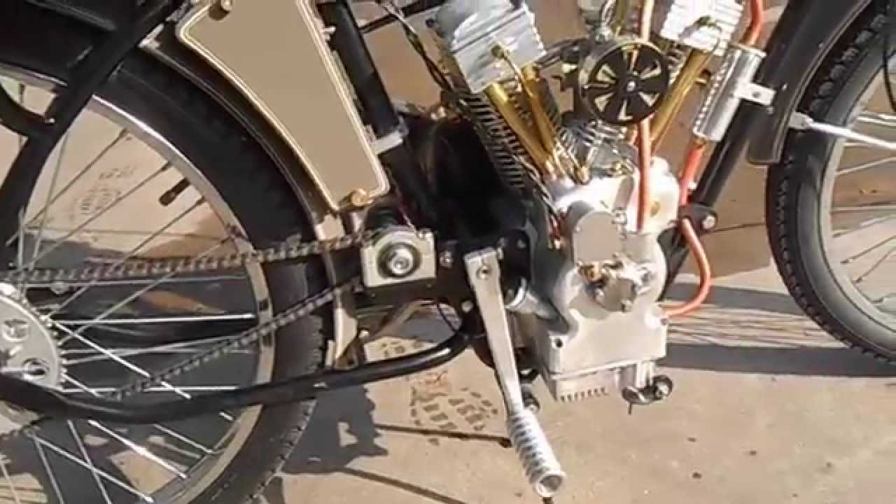 hommade motorcycle 45 degree v twin 120 cc - YouTube
