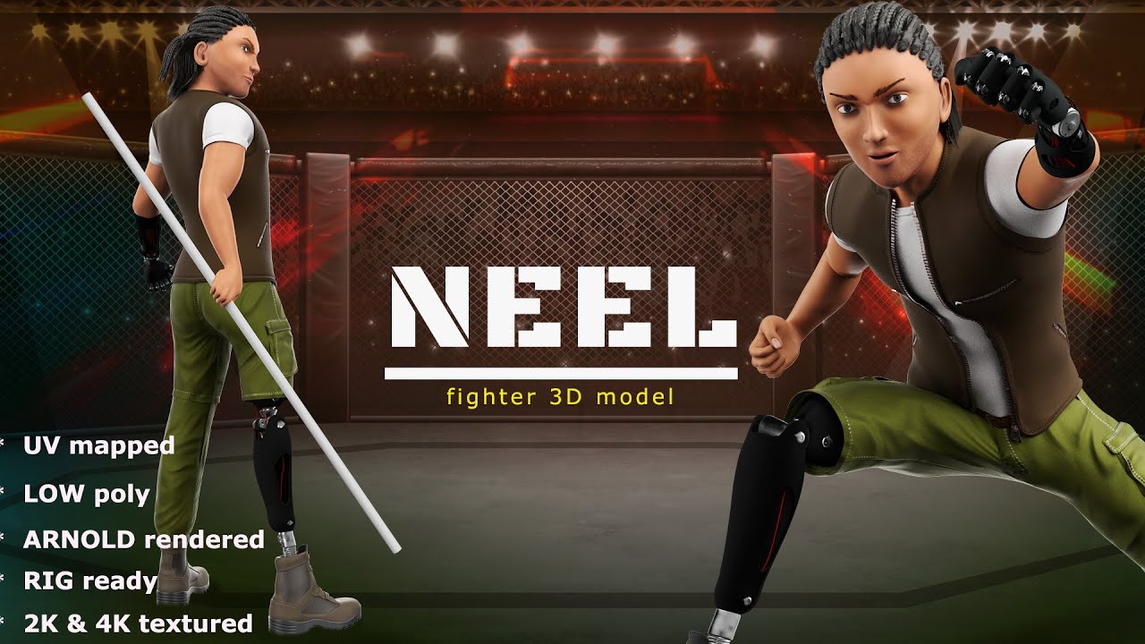3D Rigged Semi-Realistic Fighter Character NEEL #3d #3danimation # ...