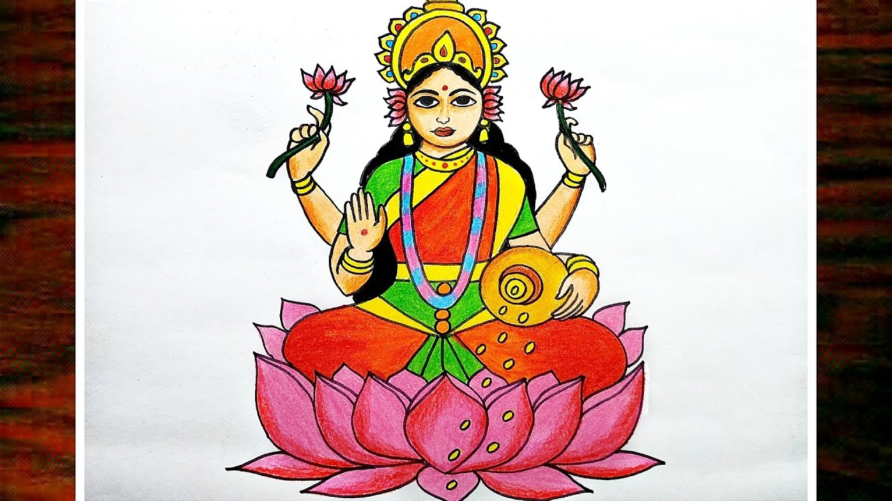 Laxmi Mata Drawing Easy|How To Draw Laxmi Mataji Step By Step For ...
