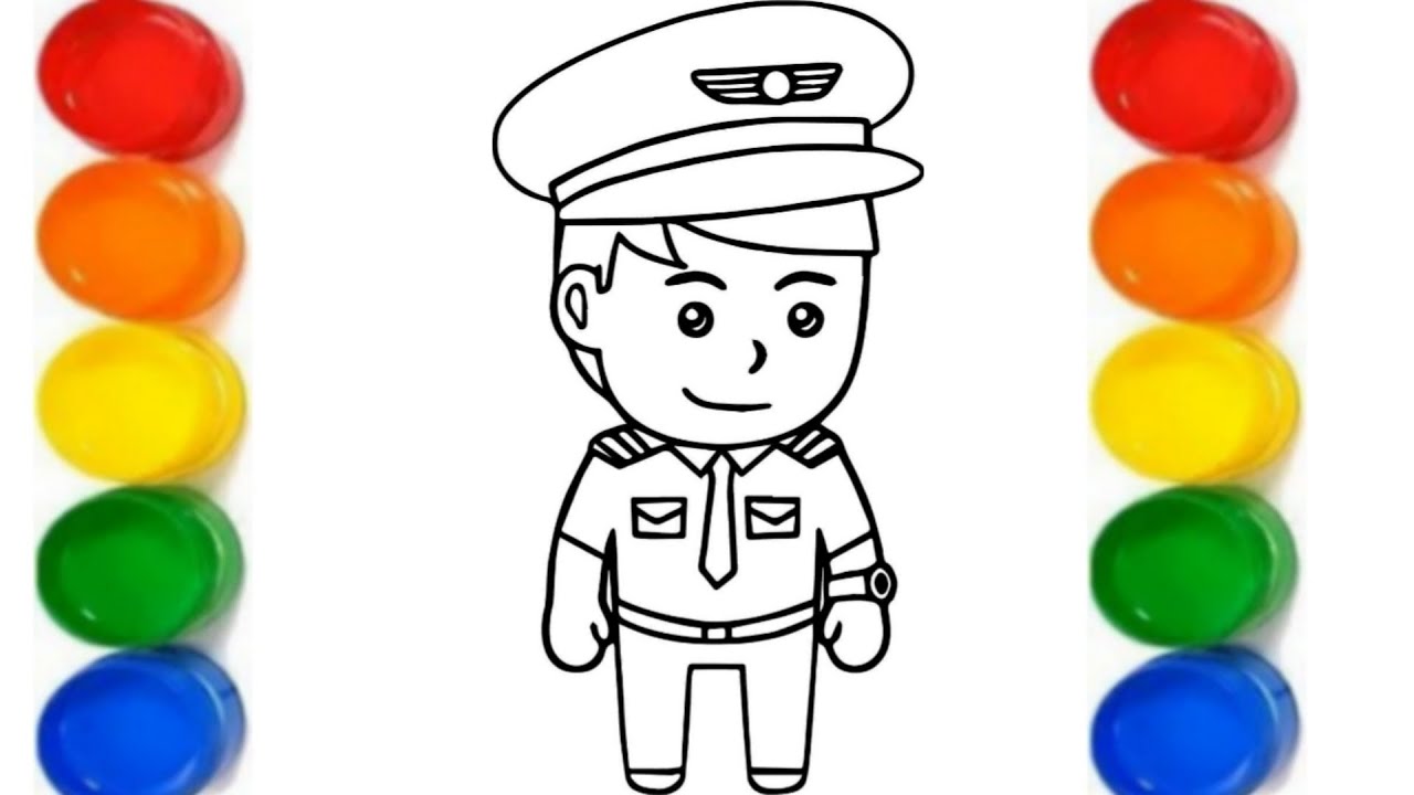 Coloring Fun! Cute Police Officer Drawing for Kids | Toddler Learning ...