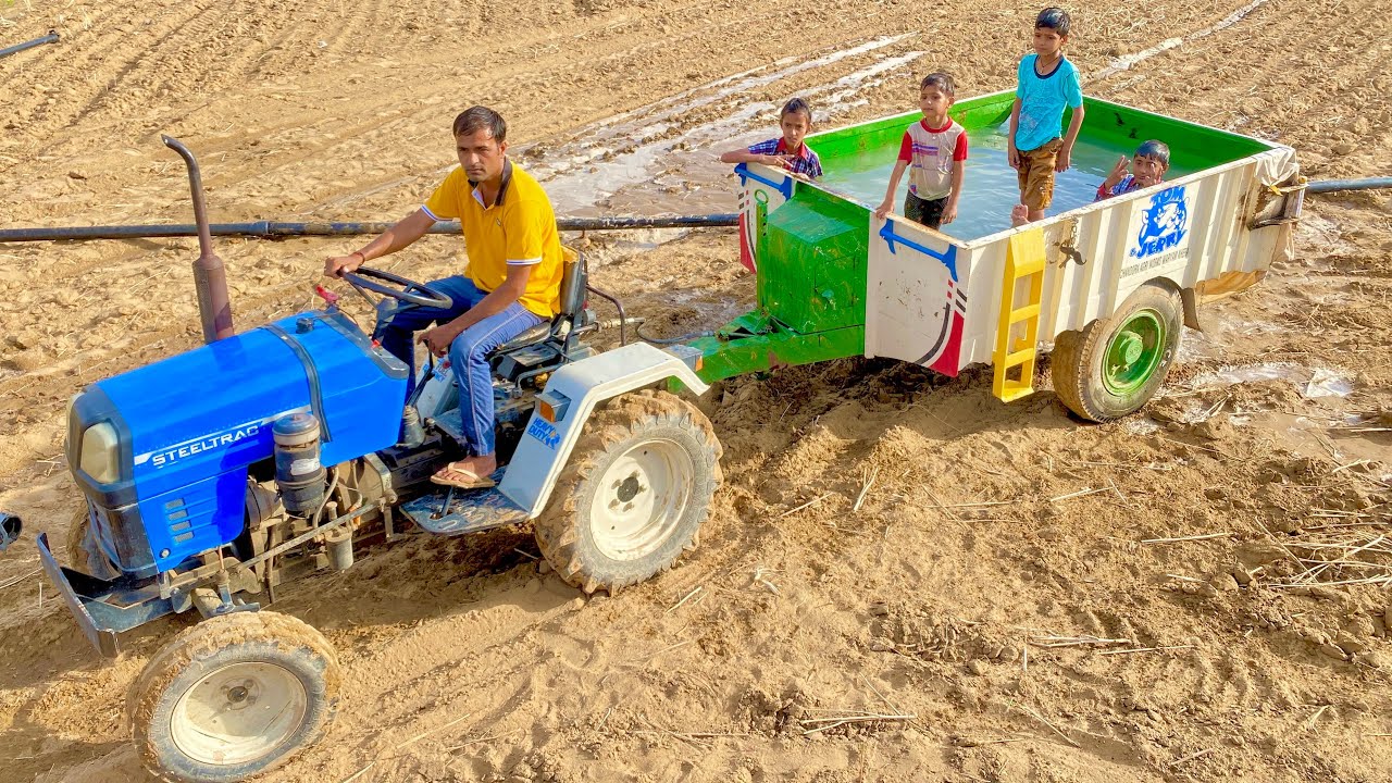 We Made Swimming Pool In A Mini Tractor Trolley Escort Steeltrac 15 ...