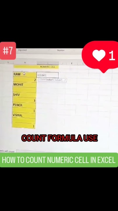 how to count numeric cell in excel #exceltricks #excelcountformula#excelgururammohantiwari - YouTube