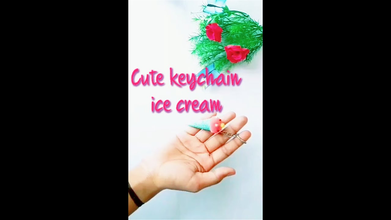Diy cute ice cream keychain💜 - YouTube