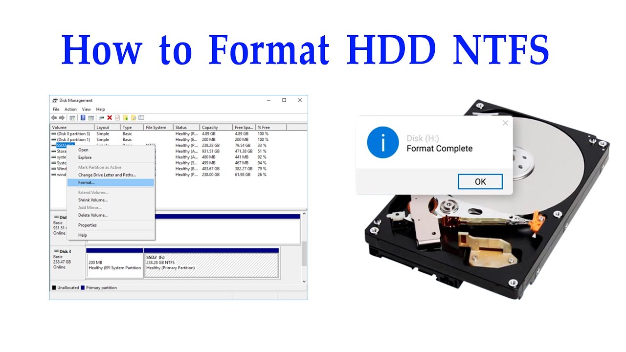 #harddisk #hdd #windows10 How To Format HardDisk Completely Including ...