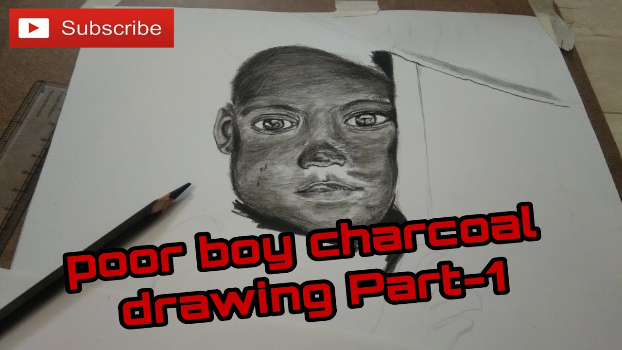 How to draw poor boy charcoal drawing Part-1 / charcoal drawing ...