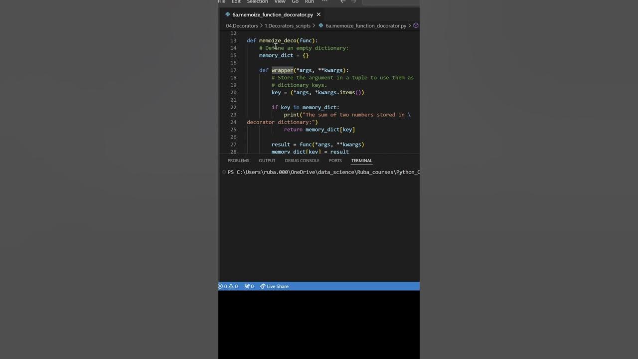 03. Python Memoization: Create a Memoize Decorator. - YouTube