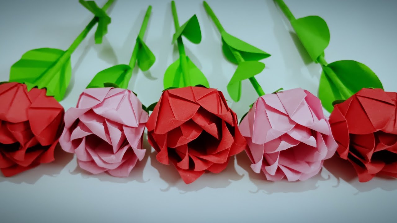 Easy Origami Rose Making | Handmade Paper Rose | Origami Rose - YouTube