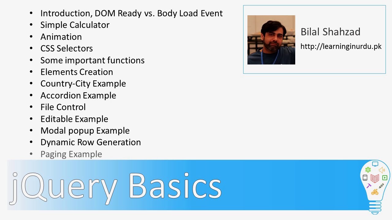 Jquery Crash Course With Practical Examples 2 Hours Urduhindi Youtube