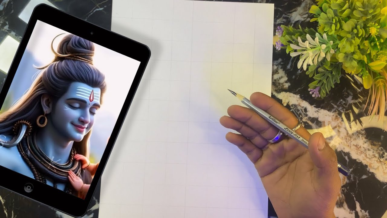 how to make a drawing of mahadev ||Lord Shiva Drawing, Mahadev Drawing, Outline Tutorial 🚩 - YouTube