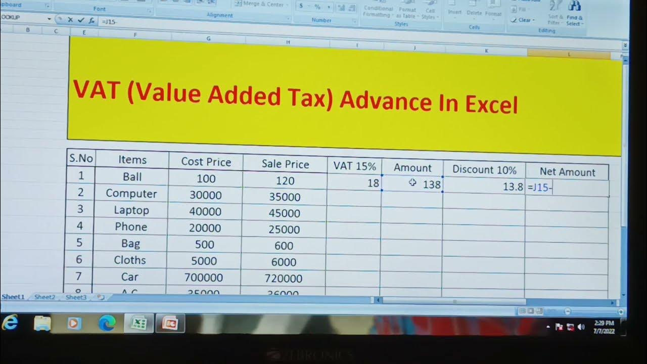 VAT (Value Added Tax) Advance In Excel sheet🔥🔥🔥 - YouTube