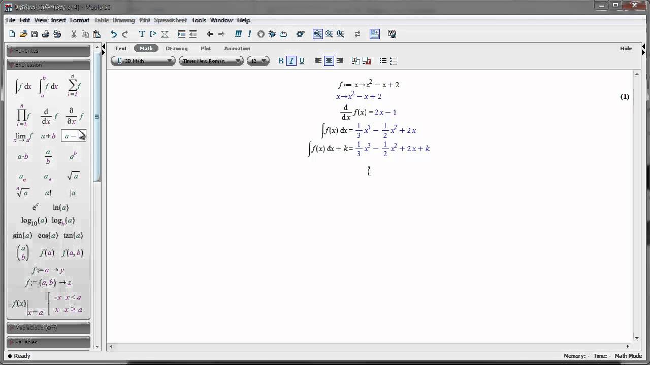 Maple 16 - Bestemme grænseværdi, differentiere og integrere - YouTube