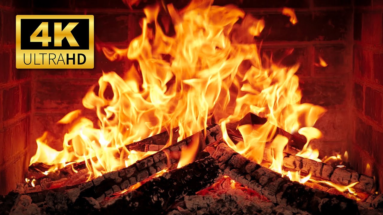 🔥 Fireplace 4K UHD! Cozy Fireplace Burning with Crackling Fire Sound ...