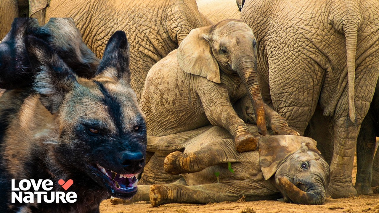 African Wild Dogs vs Elephants| Wild Dogs: Running With The Pack 103 ...