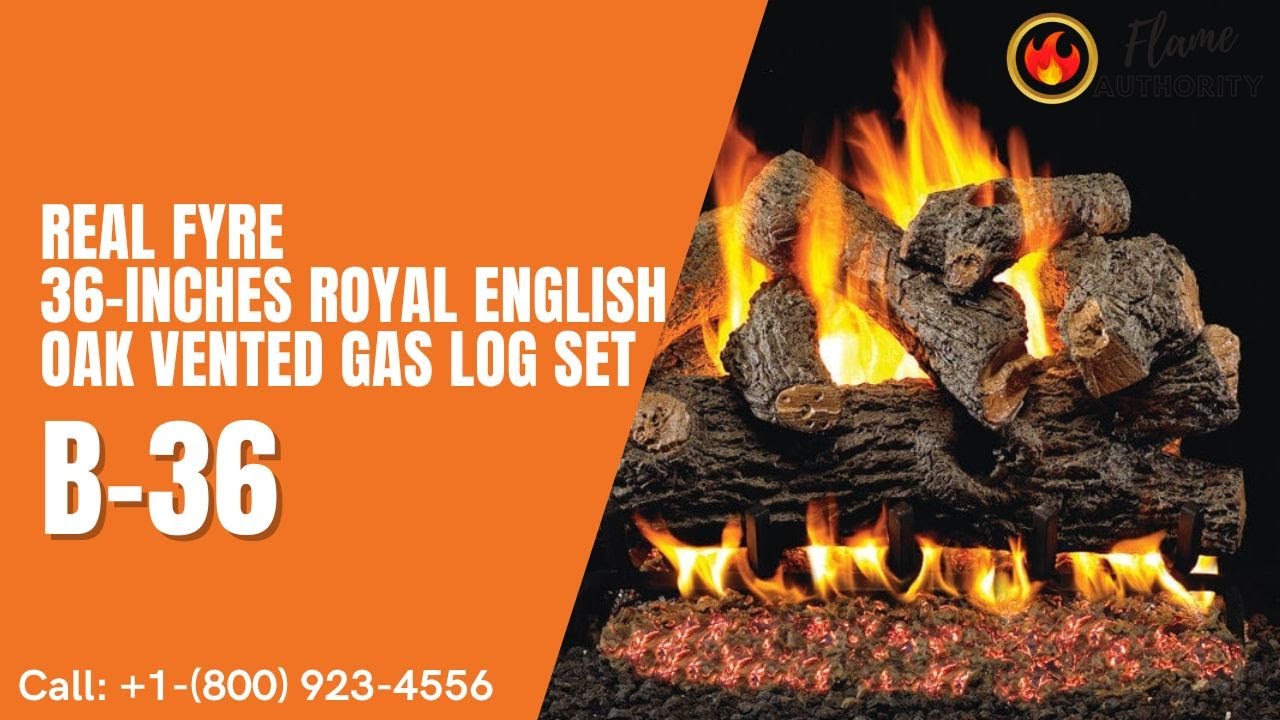 Real Fyre 36-inches Royal English Oak Vented Gas Log Set B-36 - YouTube