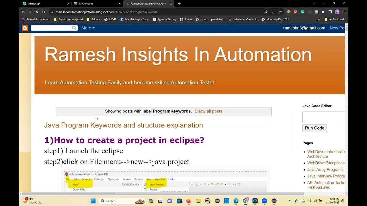 Corejava Launcheclipse Create Project Packages Class Nov 10 2023 Youtube