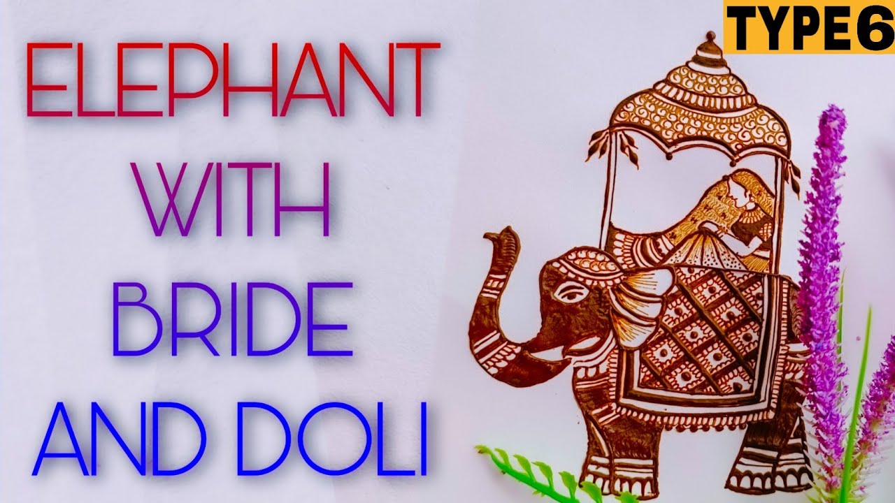 How to Draw Elephant with Bride Doli with mehndi - Hathi with dulhan ...