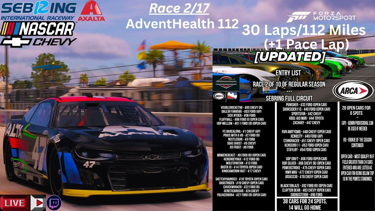 ARCA @ Sebring! AdventHealth 112 (Race 2/17) - YouTube