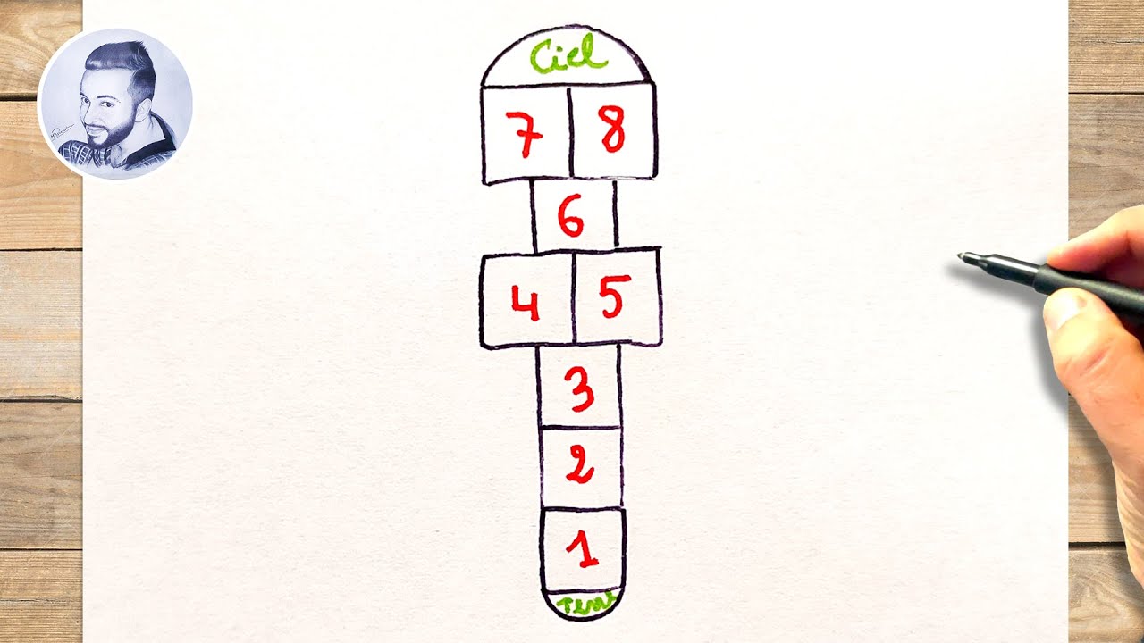 Comment dessiner une marelle - YouTube