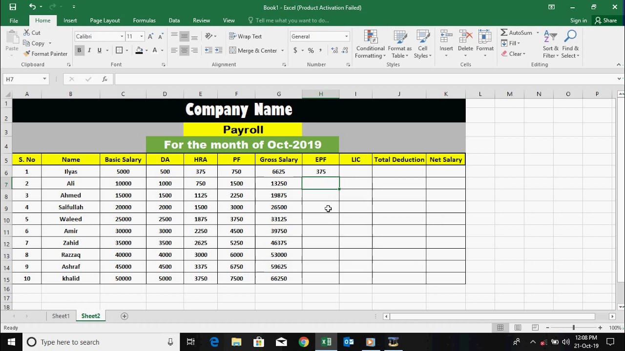 How To Create Payroll Salary Statement In Excel YouTube How To Create Payroll Salary Statement In Excel YouTube