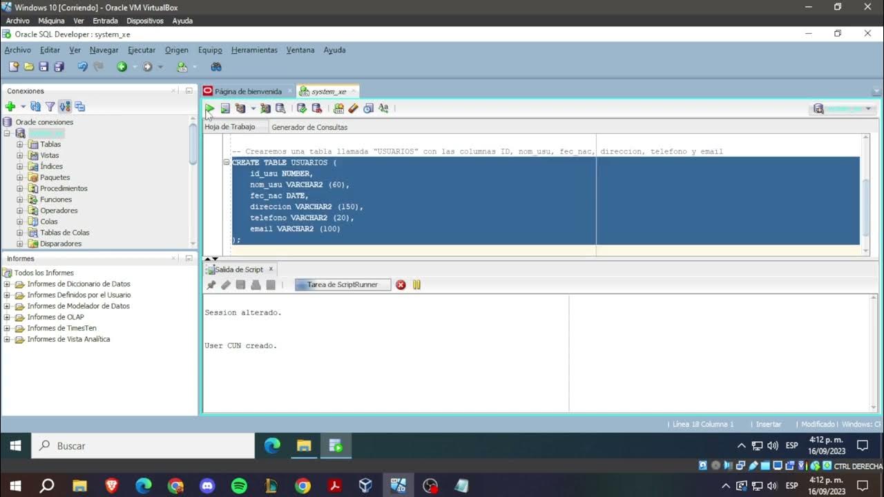 SQL DEVELOPER | CREACION USUARIO, CREAR TABLA, ASIGNAR ROLES, ELIMINAR ...