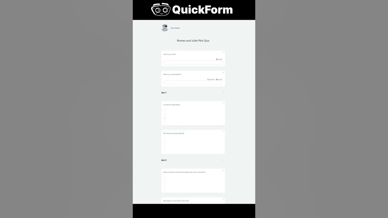 QuickForm Teacher Example 1 - YouTube