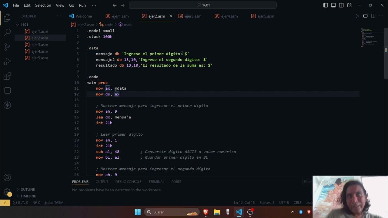 Ejercicios de suma, resta, multiplicación y división en Assembler MASM ...