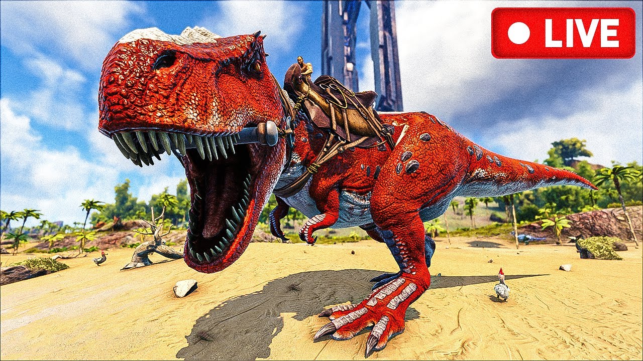 🛑 Surviving The T-Rex Attacks - Ark Survival Evolved The Center #4 ...