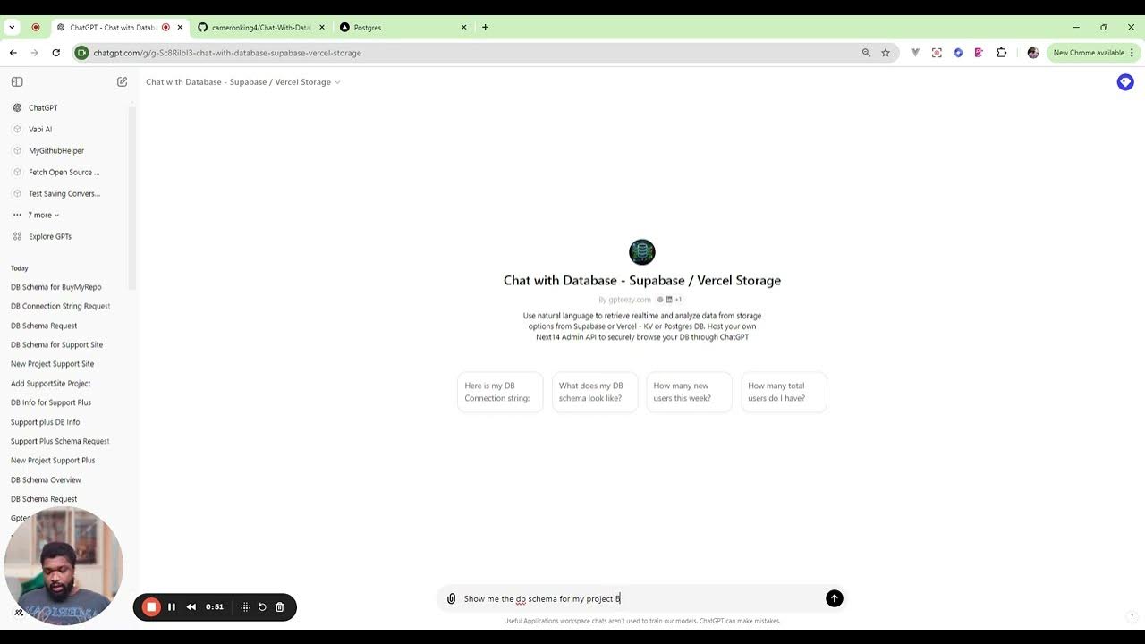 Chat with your PostgreSQL database through ChatGPT - YouTube