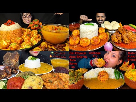Spicy Dal Chawal, Egg Curry Feast 🔥 Mukbang ASMR Rice, Fish Fry, Aloo Bhorta Big Bites 😋 Eating Show