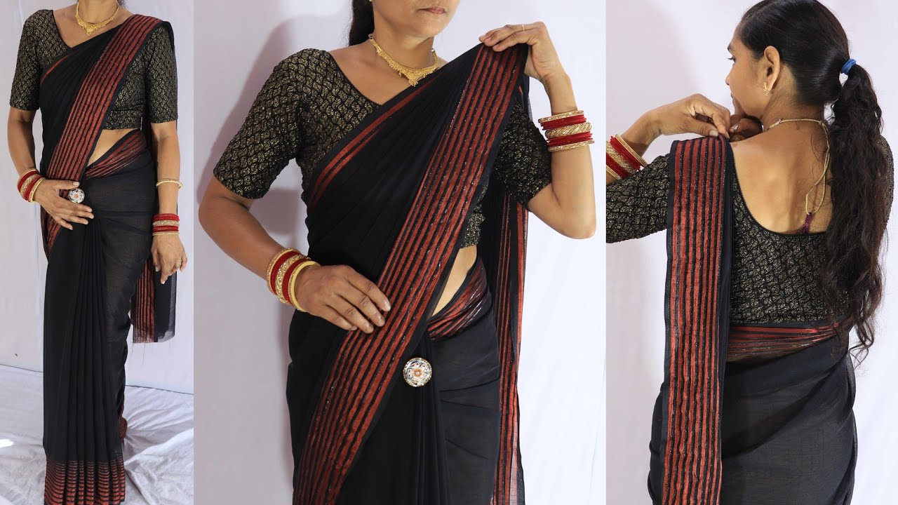 Easy & Simple Saree Draping Tutorial With Perfect Pleates For Beginners ...