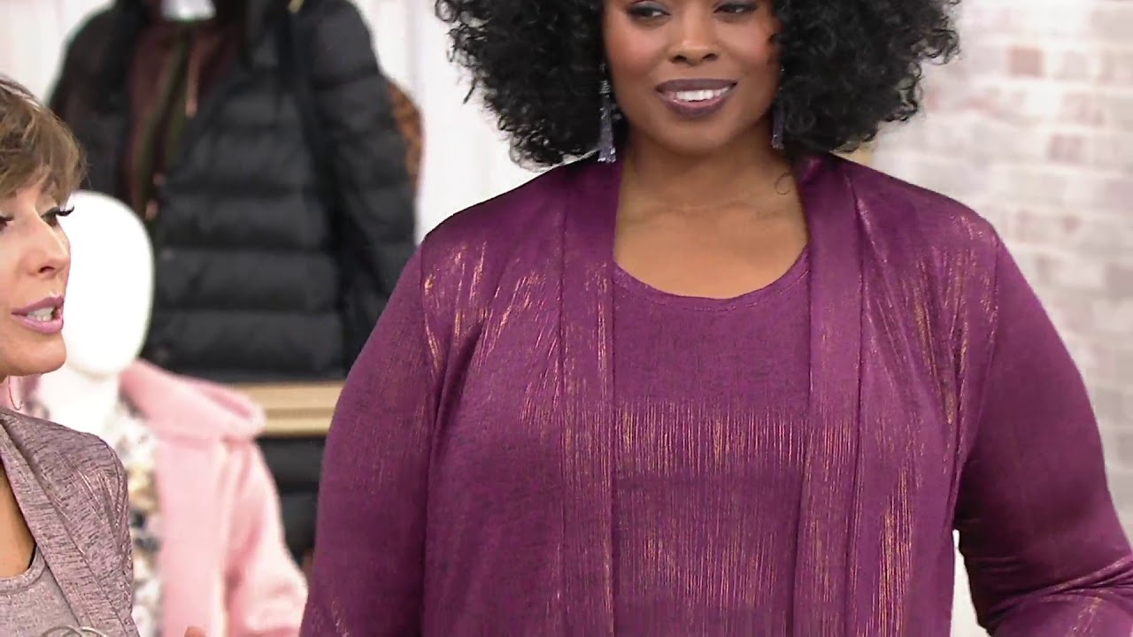 Susan Graver Foil Print Cardigan and Tank Set on QVC - YouTube
