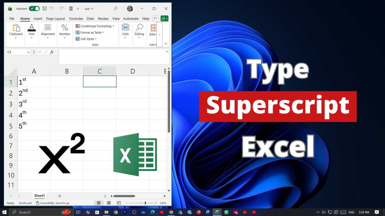 How To Type Superscript On Microsoft Excel Youtube 7973