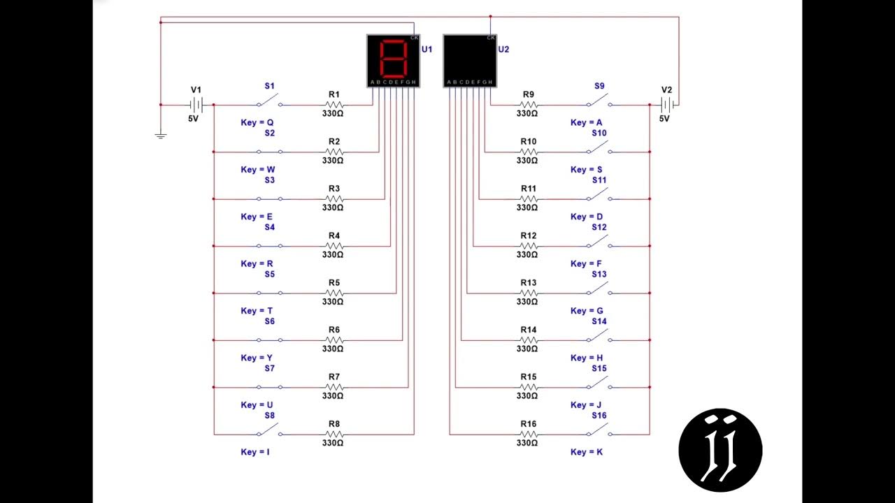 Simulación de un display de 7 segmentos con Multisim // Multisim simulation of a 7-segment ...