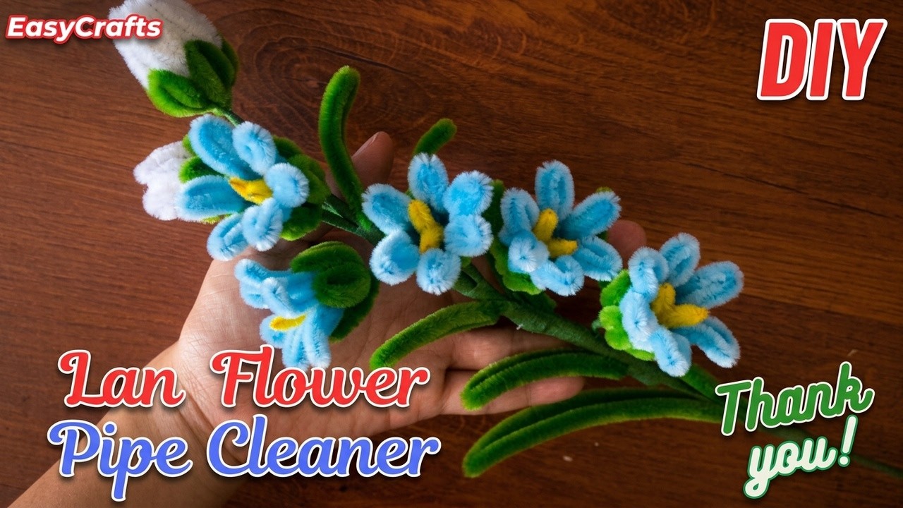 DIY How to make simple Lan pipe cleaner flower - EasyCrafts - YouTube