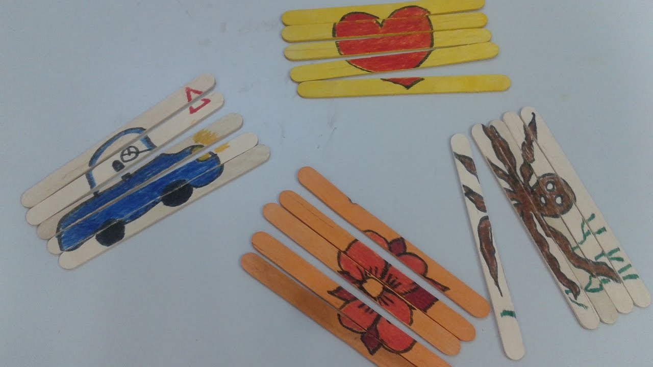 DIY Popsicle Stick Puzzles - Kids - YouTube