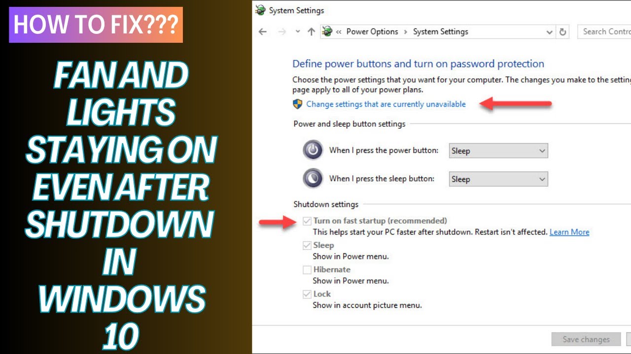 How To Fix Fan and Lights Staying ON After Shutdown in Windows 10 - YouTube
