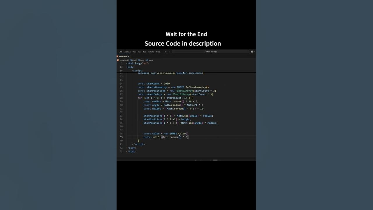 3D Galaxy with Black Hole | HTML, CSS & Javascript #coding #3danimation #threejs - YouTube